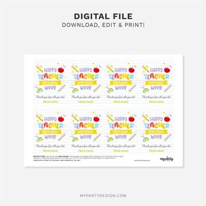 Teacher Appreciation Week Tag, Printable Gift Label for Teachers ...