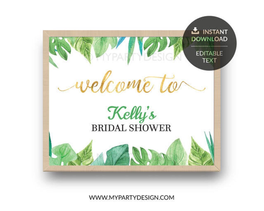 Tropical Welcome Sign Editable Bridal Shower Decor - Etsy
