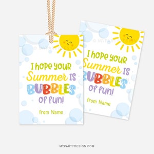 Bubbles of Fun Summer Gift Tag, End of School Year Bubble Wand Gift ...