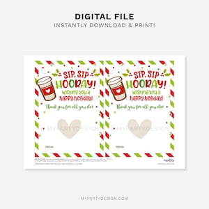 Christmas Sip Hooray Coffee Gift Card Holder, Latte Appreciation Gift ...