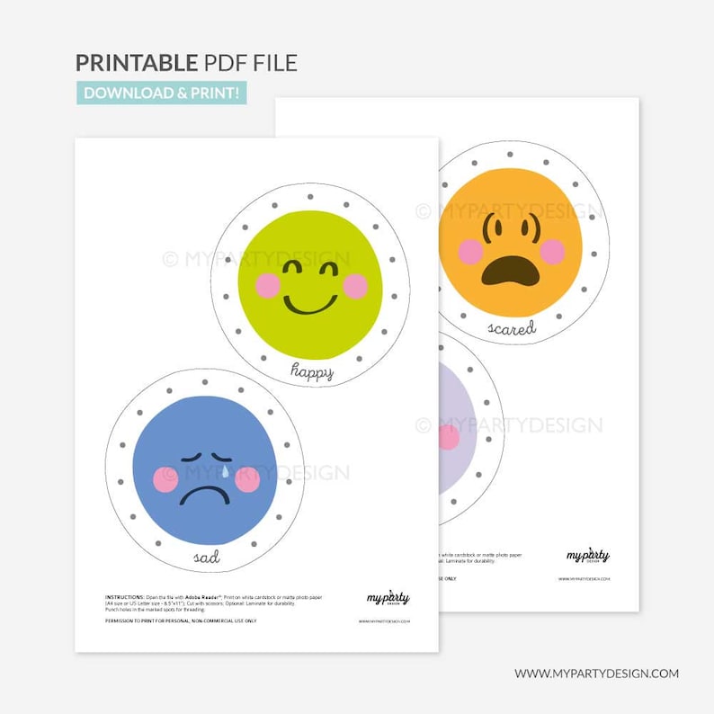 Printable Emotions Lacing Cards Threading Cards Learn the | Etsy