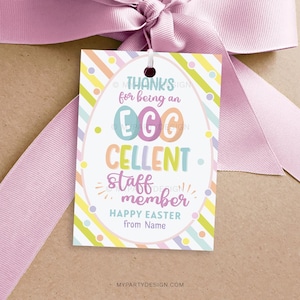 Eggcellent Staff Member Easter Tag, Easter Favor Tags for Work, Staff ...