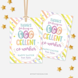 Eggcellent Coworker Easter Tag, Co-worker Easter Favor Gift Tags, Work ...