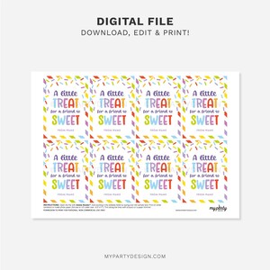 Treat for Friend so Sweet Gift Tag, Candy Chocolate Sweets Thank You ...