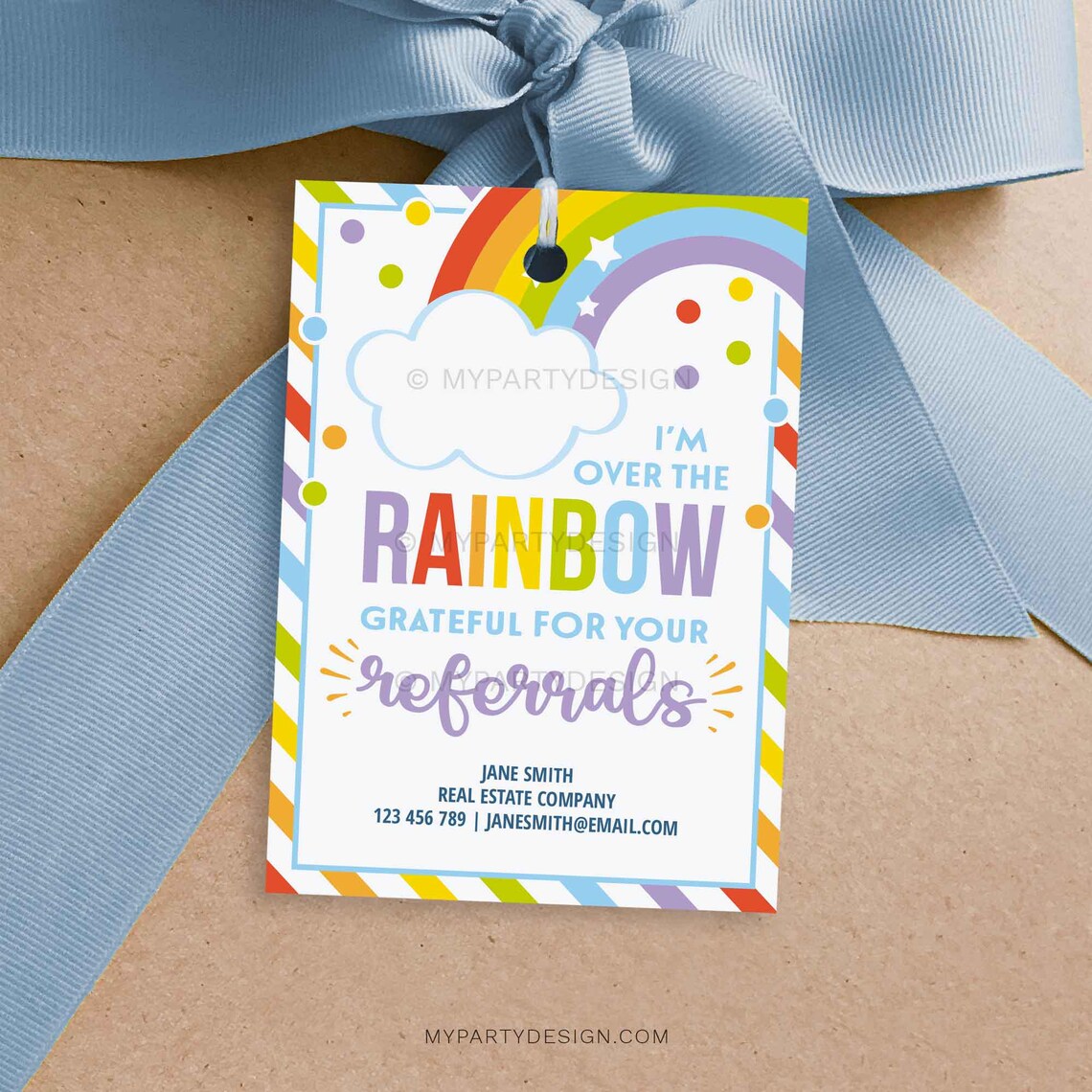 Over the Rainbow Referral Appreciation Gift Tag, Candy Pop by Thank You ...