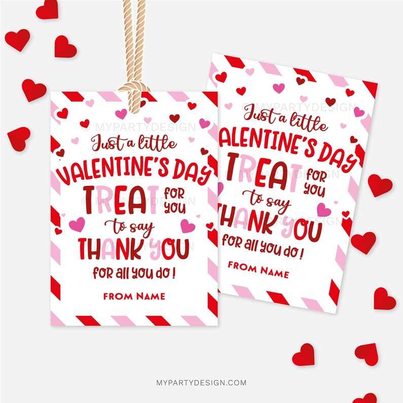 Valentines Treat to Say Thank You Gift Tag, Valentine's Day ...