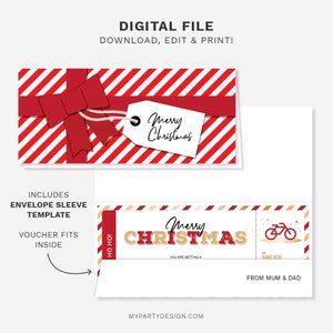 Christmas Bicycle Gift Voucher Template, Christmas Bike Gift Card ...