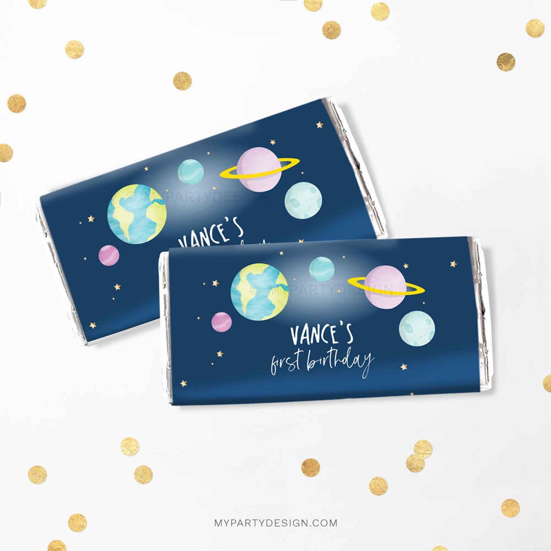 First Trip Around the Sun Birthday Chocolate Wrappers, Outer Space ...