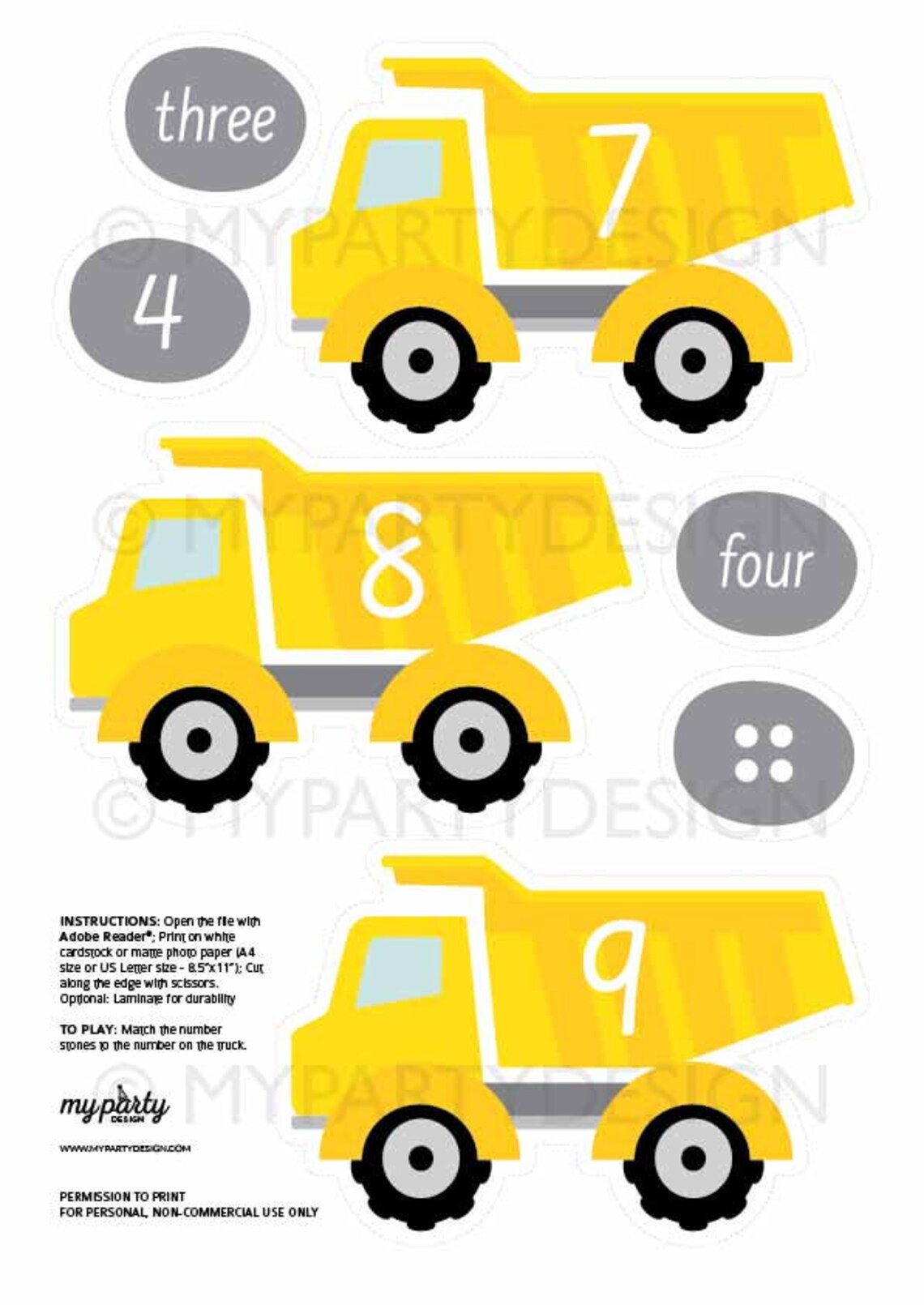 Printable Counting Game Truck Learn to Count Activity for - Etsy