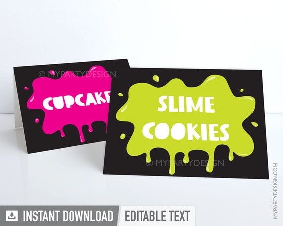 Slime Food Labels Slime Party Decorations Kids Birthday | Etsy
