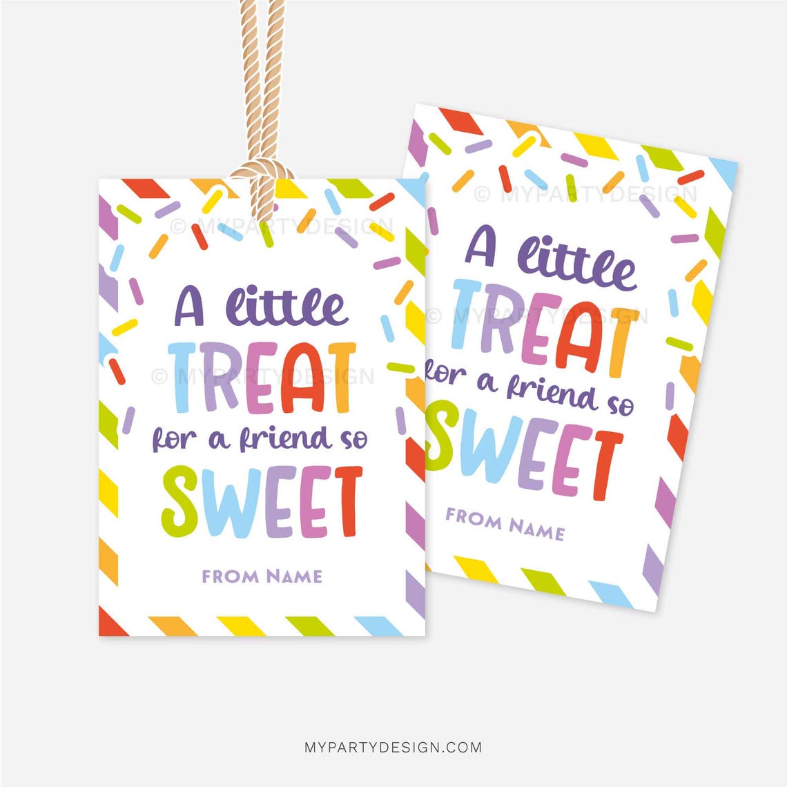 Treat for Friend so Sweet Gift Tag, Candy Chocolate Sweets Thank You ...