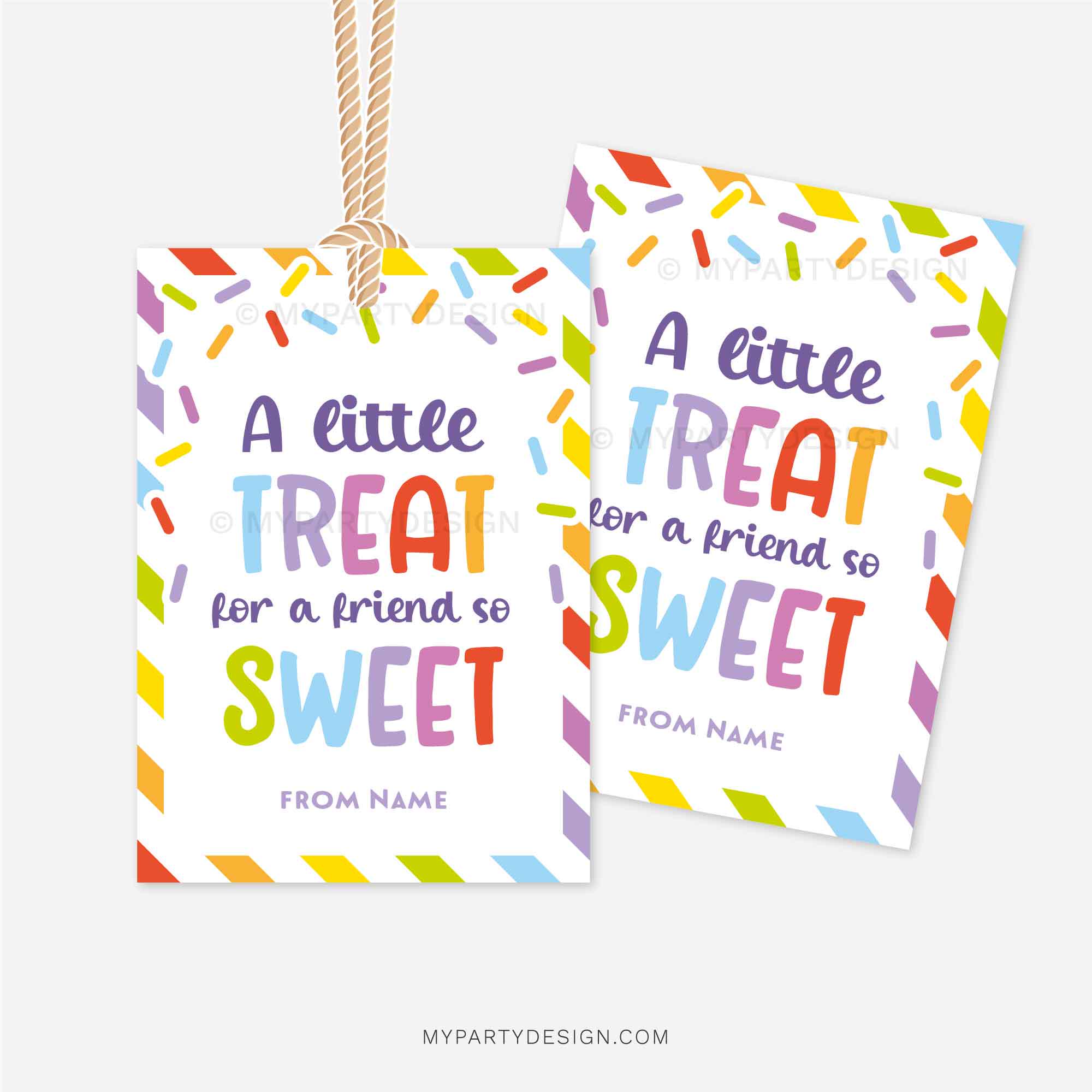 Treat for Friend so Sweet Gift Tag, Candy Chocolate Sweets Thank You ...