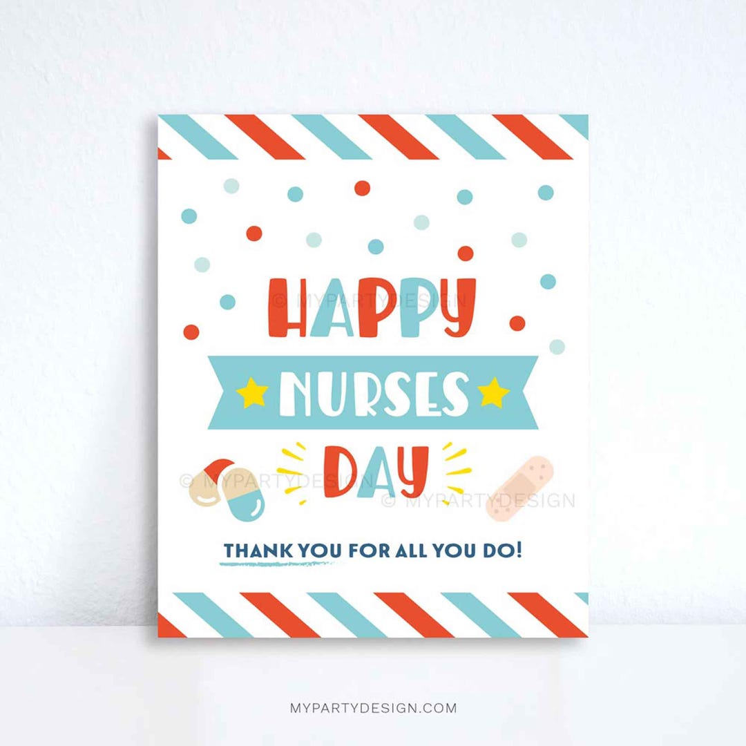 Happy Nurses Day Sign, Thank You Print for Registered Nurse and Medical ...