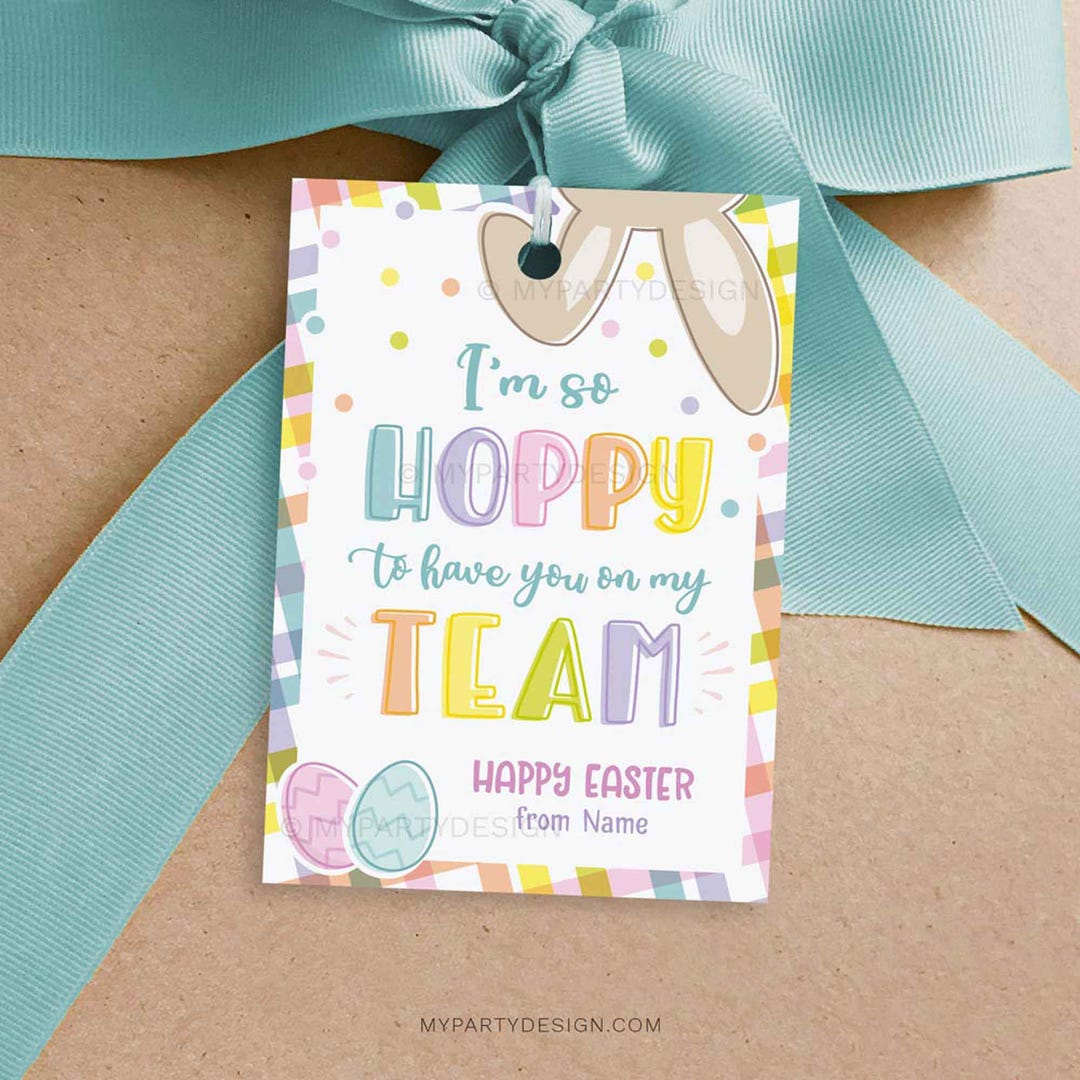 Hoppy You're on My Team Tag for Easter Class Favors, Gift for Team ...