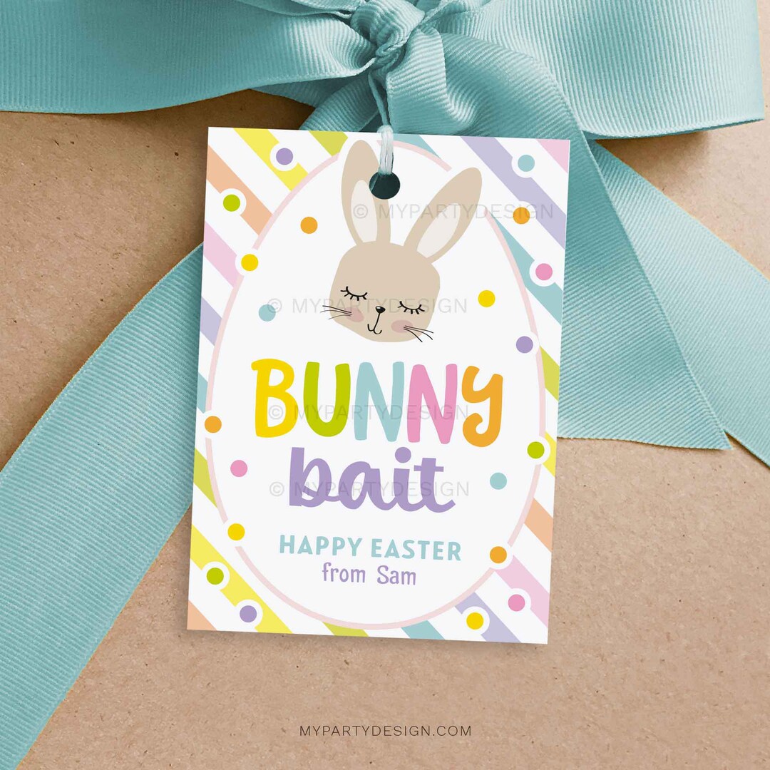 Bunny Bait Easter Gift Tag, Happy Easter Labels for Students or Kids ...