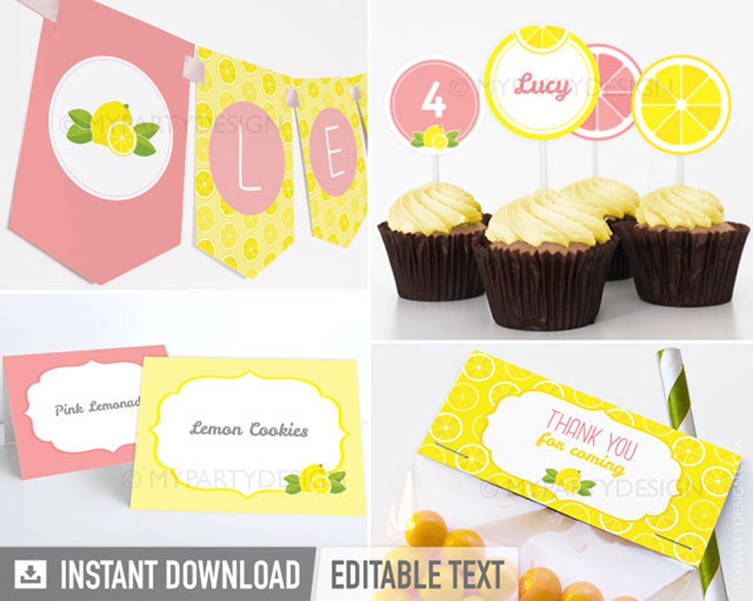 Lemonade Birthday Decorations, Pink Lemonade Party Pack, Girl Birthday ...