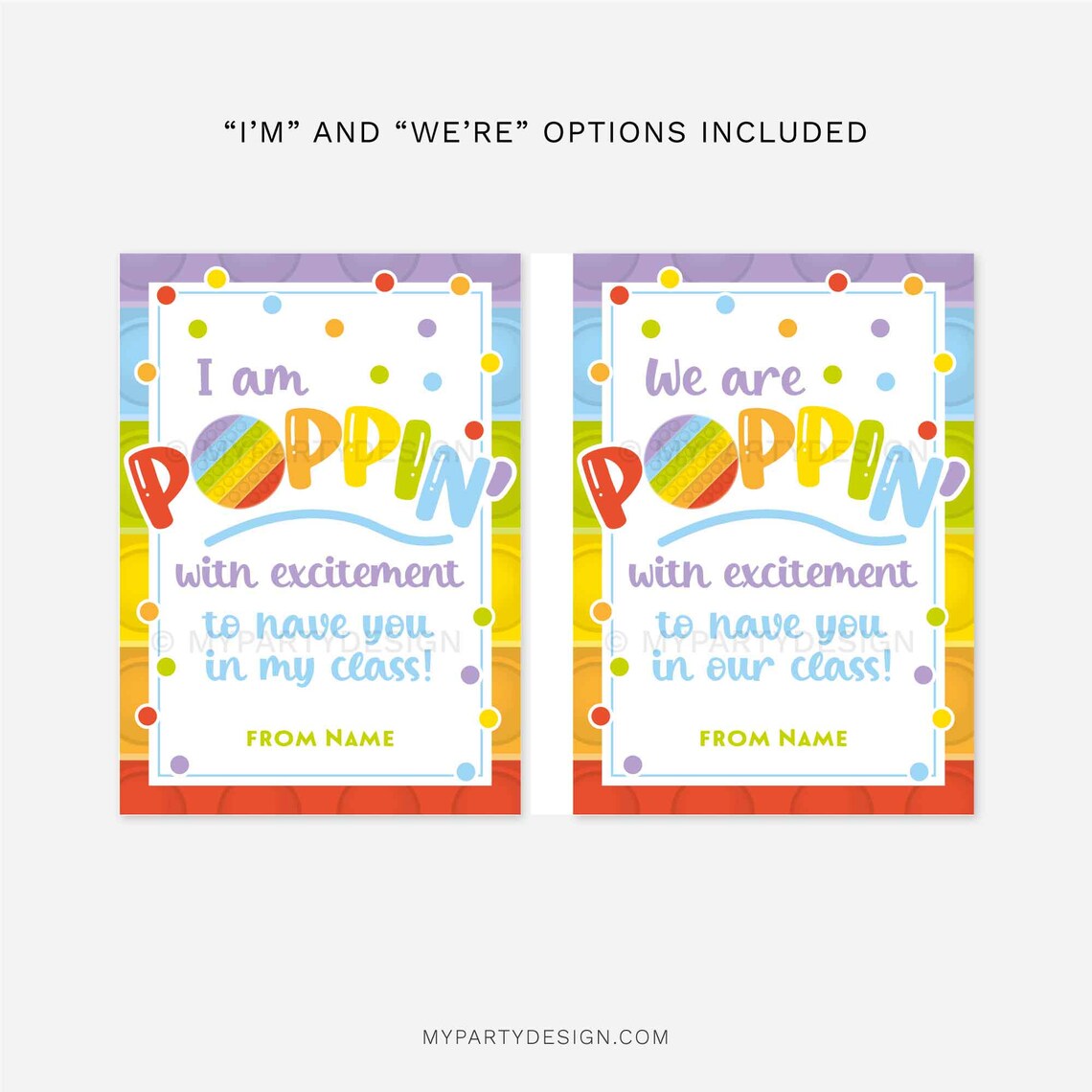 Poppin With Excitement Tag, Pop Back to School Gift Tags, Pop Fidget ...