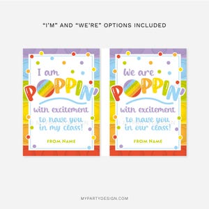 Poppin With Excitement Tag, Pop Back to School Gift Tags, Pop Fidget ...
