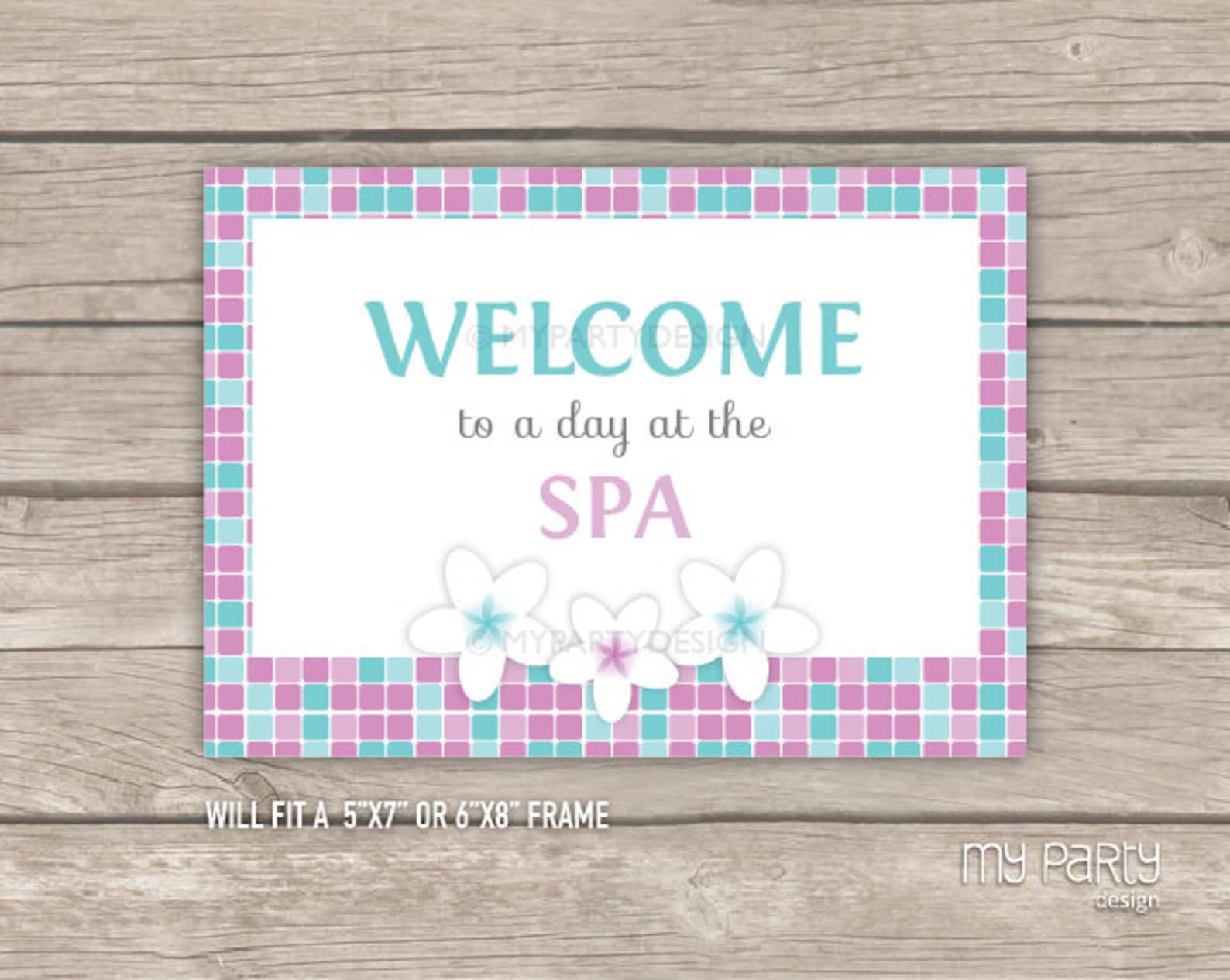 Spa Party Printable Signs Pink Turquoise INSTANT | Etsy