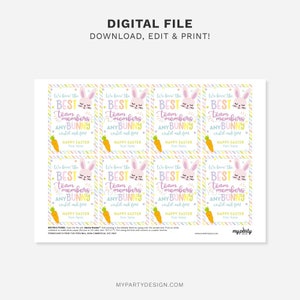 Team Appreciation Easter Tag, Best Team Members Any Bunny Could Ask for ...