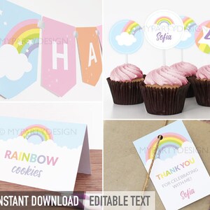 Rainbow Birthday Decorations, Pastel Rainbow Party Kit, Rainbow Party ...