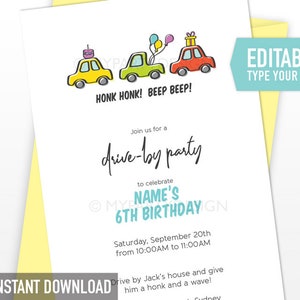 Drive-by Birthday Invitation Birthday Parade Invite Social | Etsy