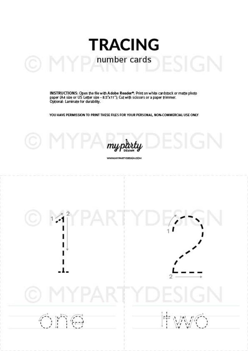 Numbers Tracing Cards 123 Homeschool Printable Activity for - Etsy