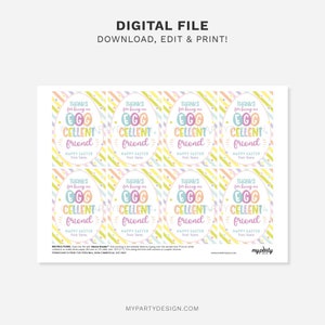 Eggcellent Friend Easter Tag, Easter Favor Gift Tags, Kids School ...