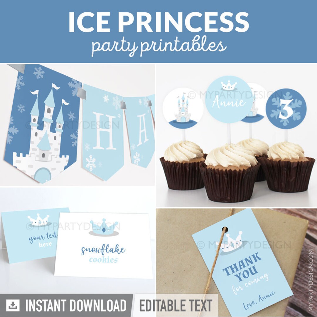 Ice Princess Birthday Decorations, Snow Party Pack, Winter Ice Princess ...