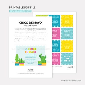 Cinco De Mayo Scavenger Hunt Clues, Editable Cards for Treasure Hunt ...