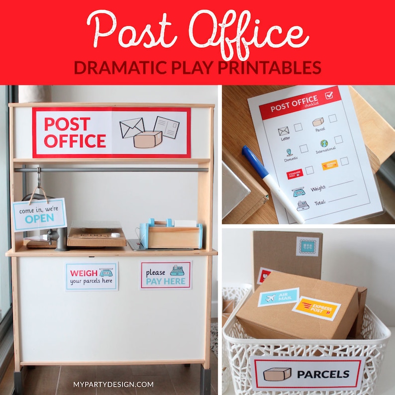 Post Office Dramatic Play Printables, Mailman Pretend Play, Posting ...