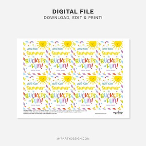 Summer Buckets of Fun Gift Tag, End of School Year Gift Label for Class ...