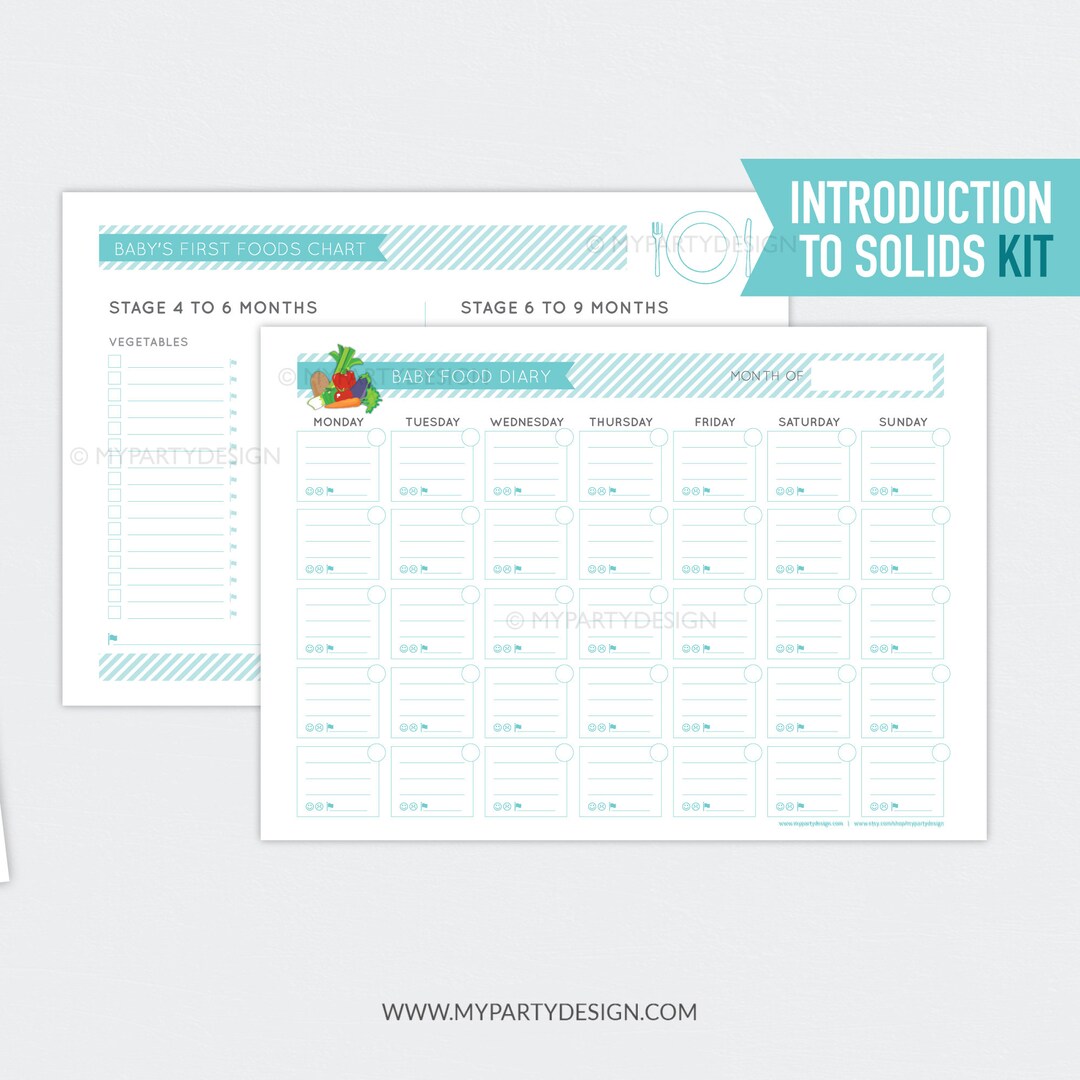 Baby Food Diary, Weaning Chart, Introduction to Solids Kit, First Foods ...