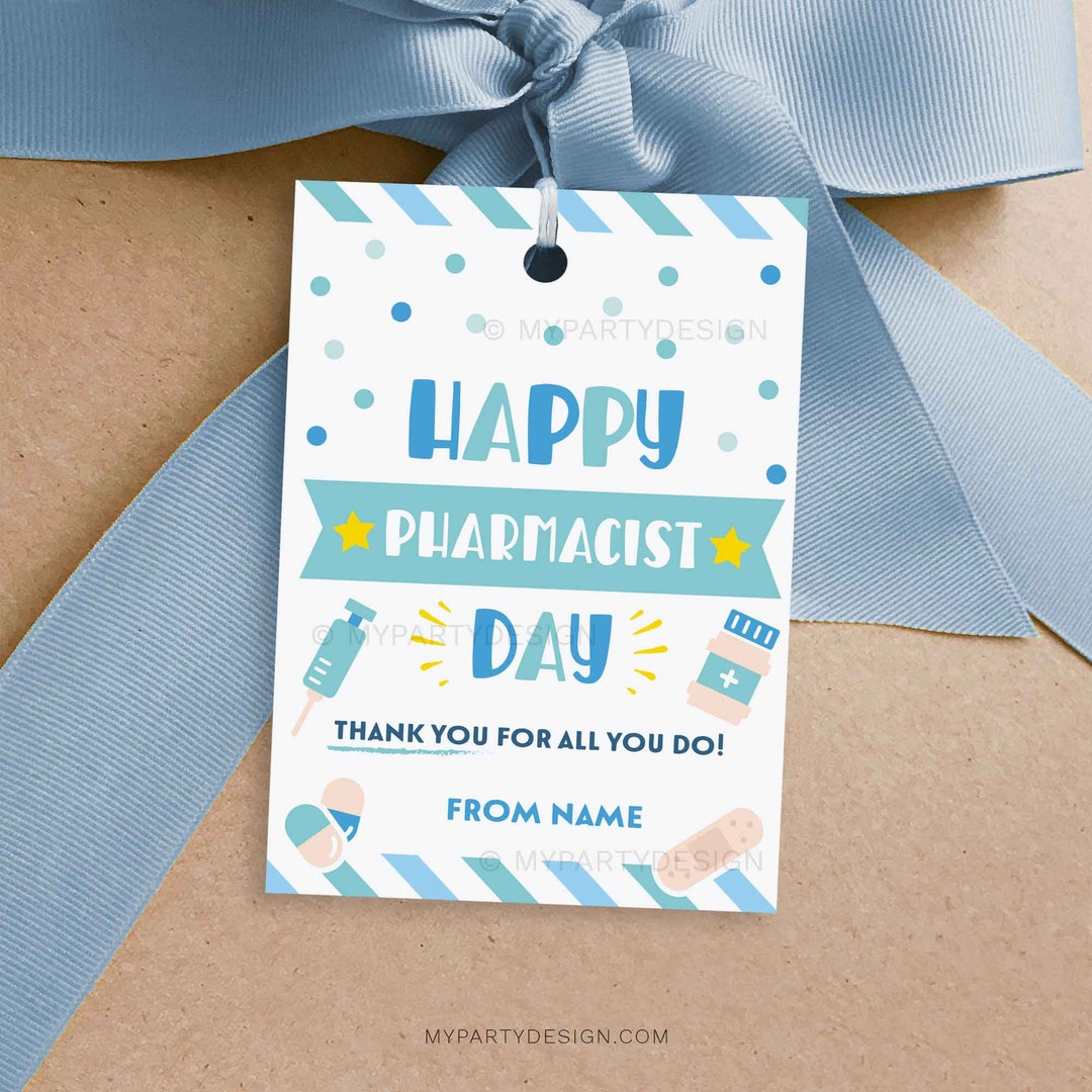 Happy Pharmacist Day Tag, Thank You Label for Chemist Pharmacy Staff ...
