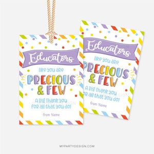 Educator Appreciation Tag, Thank You Label for Preschool Daycare ...