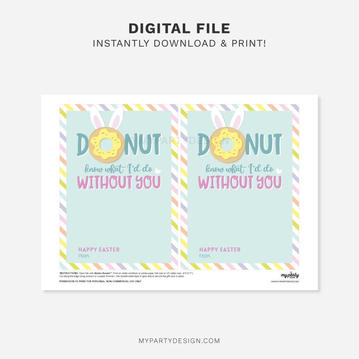 Easter Donut Gift Card Holder for Teachers, Staff, Coworkers, Donut ...