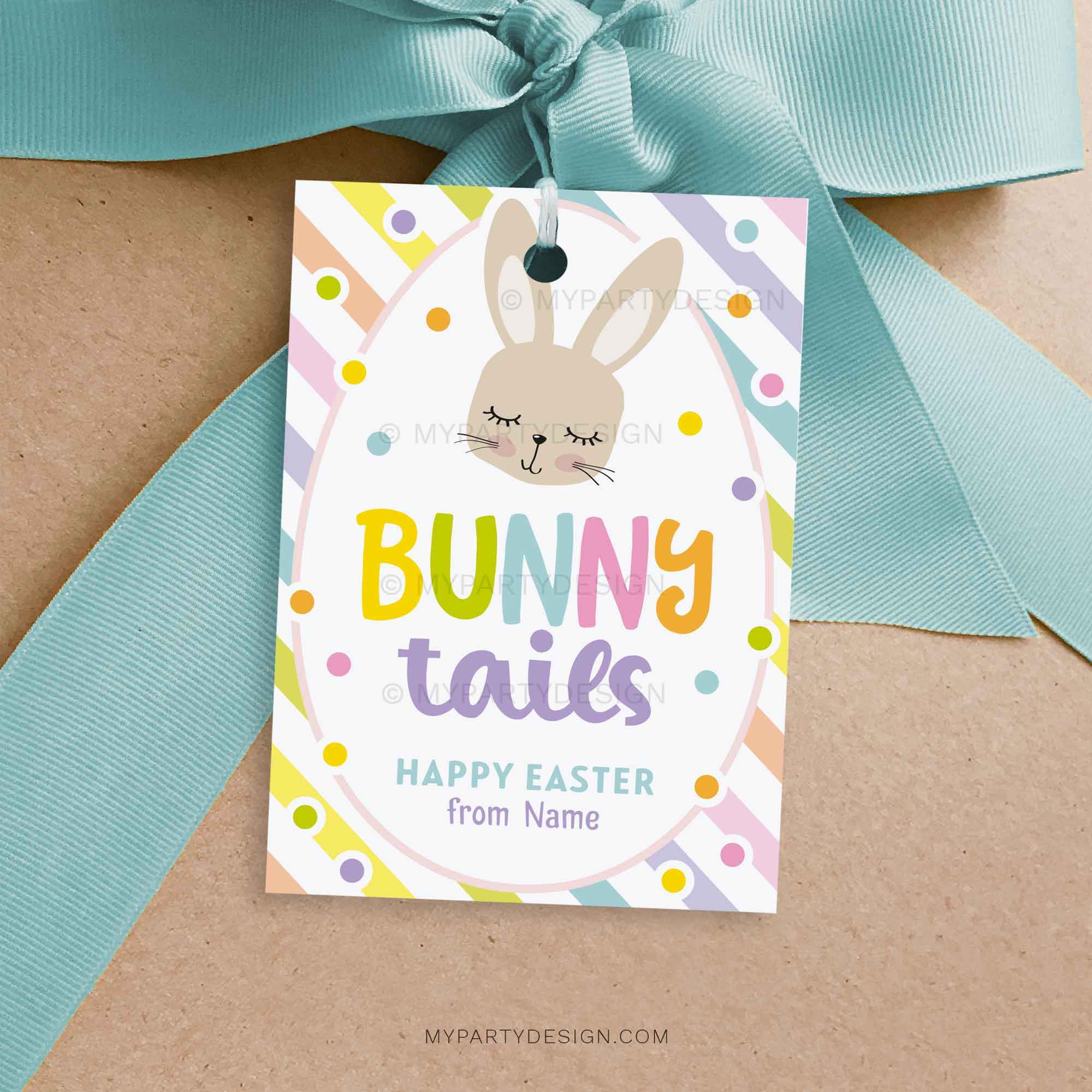 Bunny Tails Easter Gift Tag, Happy Easter Labels for Students or Kids ...