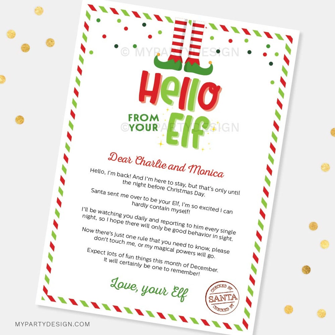 Hello From Your Elf, Elf Arrival Letter, Personalized Christmas Elf ...