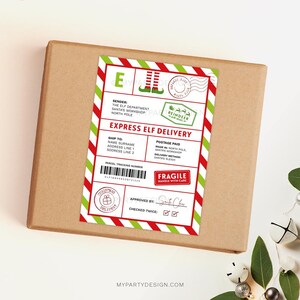 Elf Shipping Labels, Elf Mail Box Label, Express Post Delivery From ...