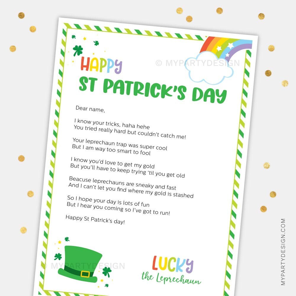 Leprechaun Letter, St Patrick's Day Editable Note From Lucky the ...