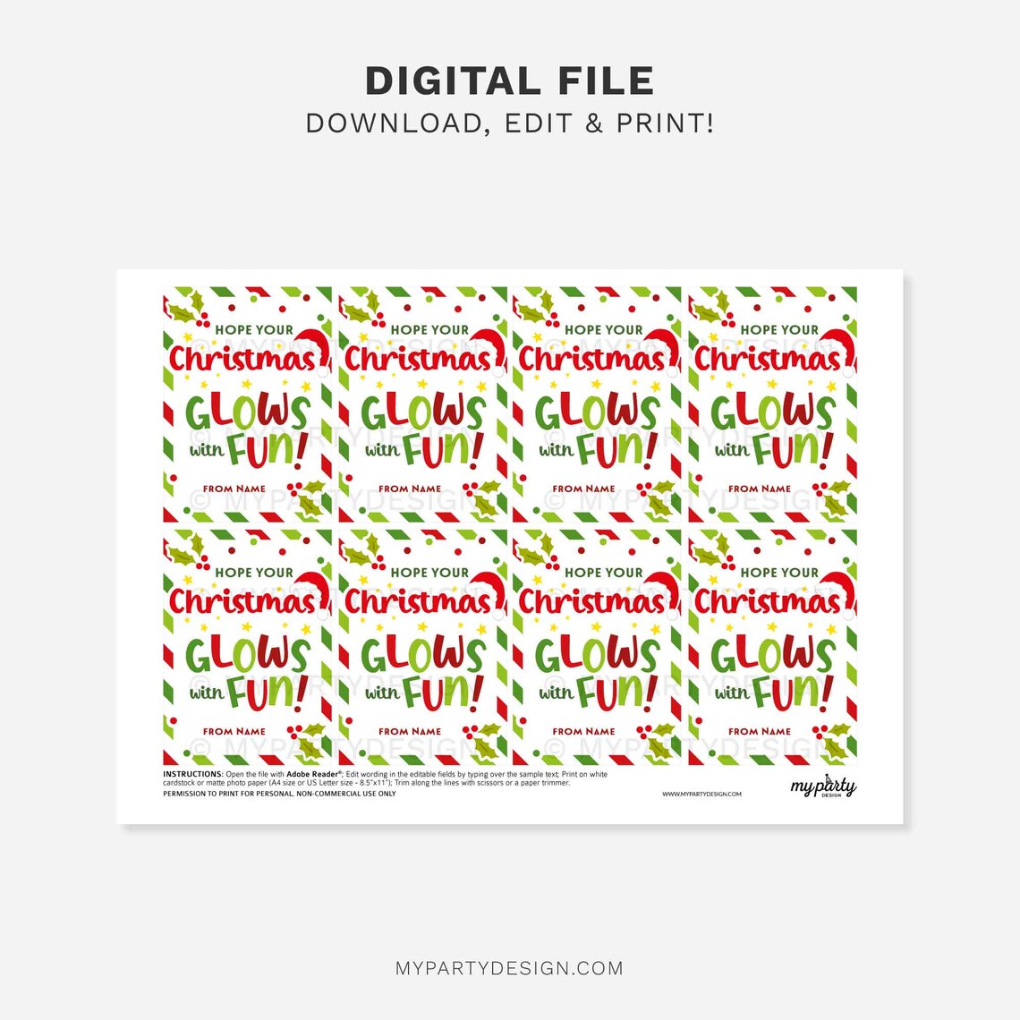 Christmas Glows With Fun Gift Tag, School Holiday Class Gifts Label ...