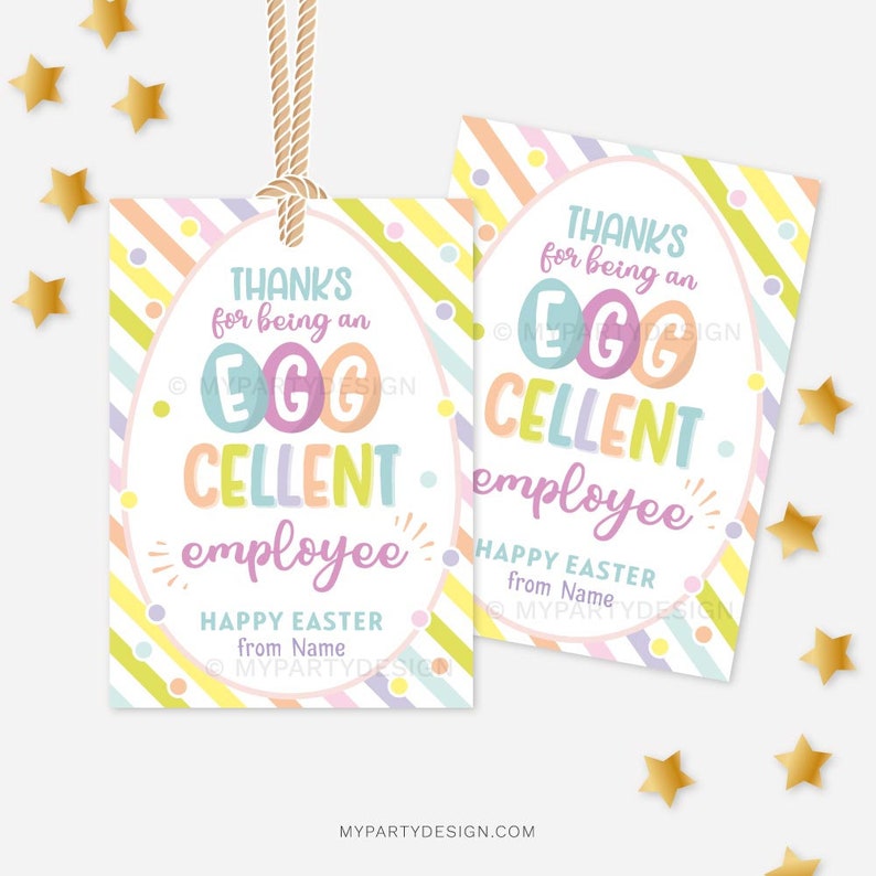 Eggcellent Employee Easter Tag, Easter Favor Tags for Employees, Staff ...