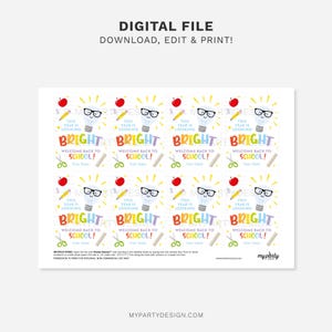 Year Looking Bright Back to School Gift Tag, First Day of School ...