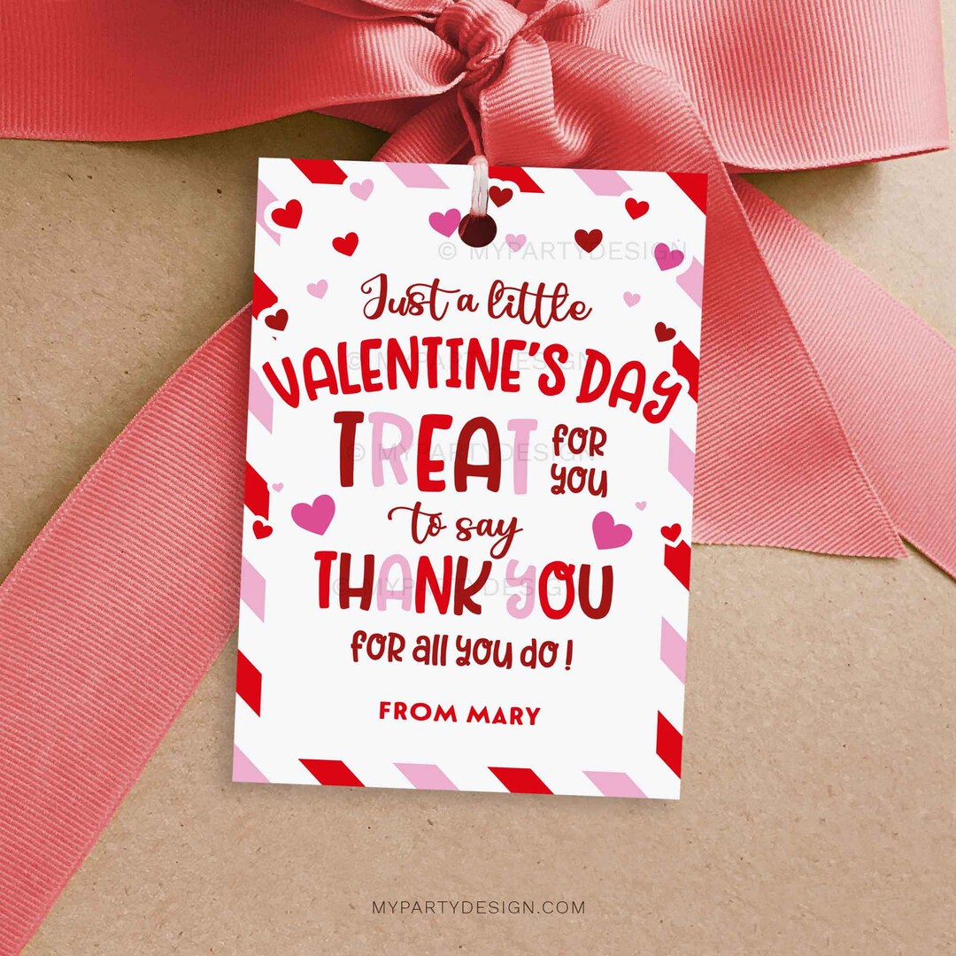 Valentines Treat to Say Thank You Gift Tag, Valentine's Day ...