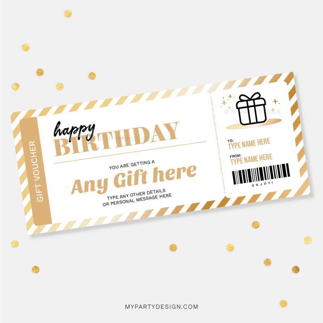Gift Voucher Template, Generic Birthday Present Card, Delayed Gift ...