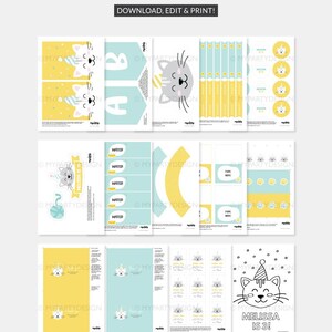 Kitty Cat Birthday Decorations, Kitten Adoption Party Pack, Cat Party ...
