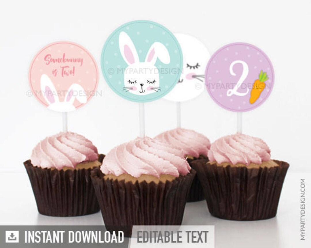 Bunny Cupcake Toppers, Little Bunny Party Decorations, Easter Bunny ...