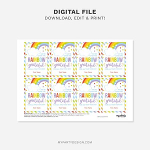 Rainbow Appreciation Tag, Over the Rainbow Grateful Label for Teachers ...