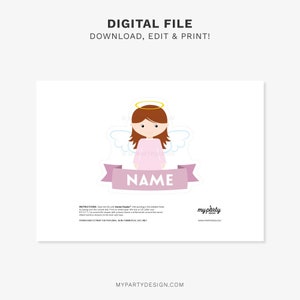 Baptism Cake Topper, Girl Angel Cake Decor, Printable Christening ...