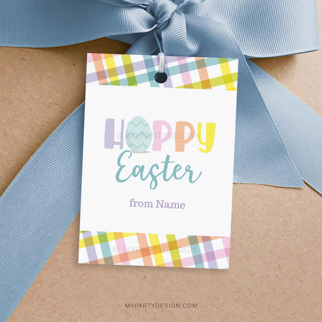 Hoppy Easter Tag, Spring Happy Easter Favor Gift Tags for Easter Basket ...